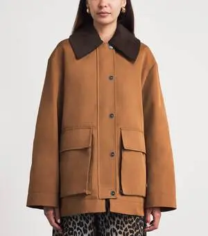 GANNI Corduroy-collar Field Jacket