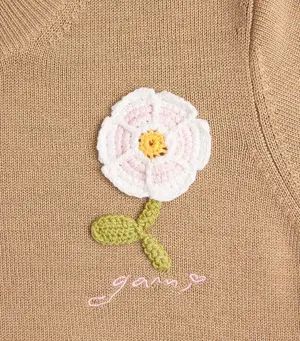 GANNI Merino Flower Appliqué Sweater