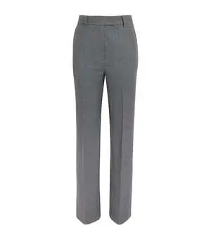 GANNI Wool-blend Straight Trousers - Grey