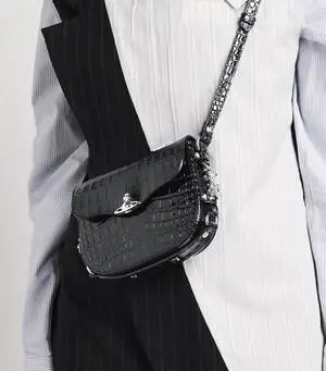 VIVIENNE WESTWOOD Hunter Croc-embossed Leather Cross-body Bag