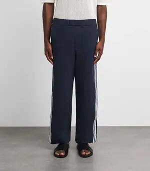 Commas Crochet Stripe Sweatpants - Navy