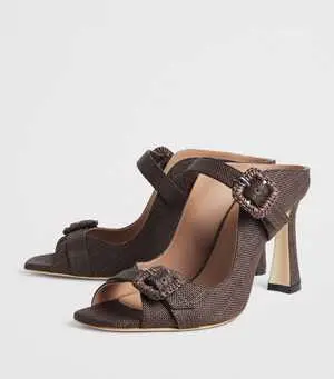 MALONE SOULIERS Raffia Kimberly Heeled Mules 90
