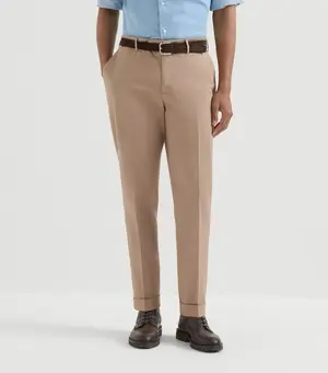 Brunello Cucinelli Pima Cotton Comfort Gabardine Trousers - Beige