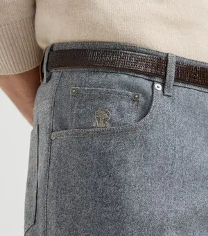 Brunello Cucinelli Virgin Wool Flannel Tailored Trousers
