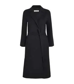 JIL SANDER Wool Belted Coat - Black