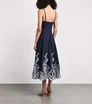 Cinq À Sept Cotton Poplin Paisley Bloom Midi Dress