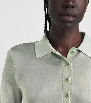 Theory Linen-blend Sheer Polo Shirt