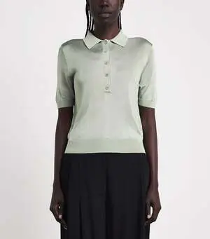Theory Linen-blend Sheer Polo Shirt