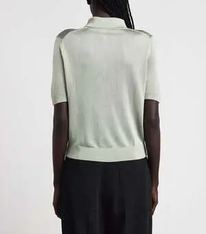 Theory Linen-blend Sheer Polo Shirt