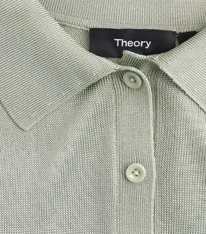 Theory Linen-blend Sheer Polo Shirt