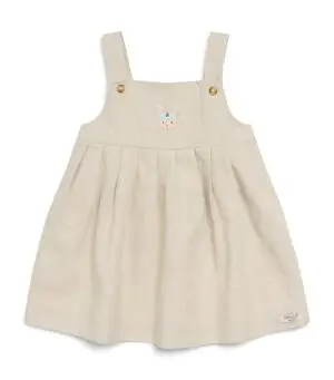 DONSJE Linen-cotton Harper Dress With Bunny Embroidery