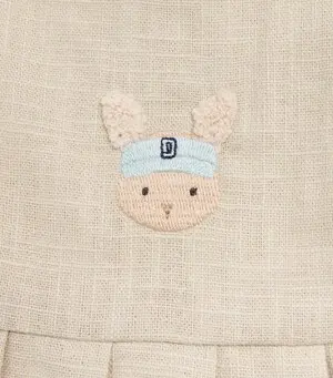 DONSJE Linen-cotton Harper Dress With Bunny Embroidery