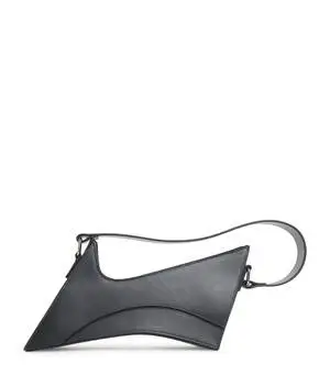 TALEL PARIS Leather Wave Shoulder Bag - Black