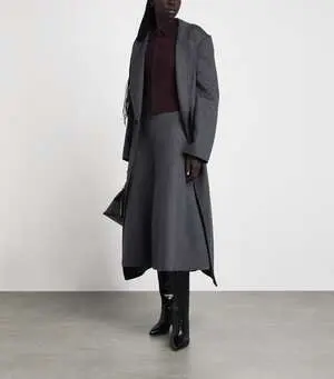 Brandon Maxwell Virgin Wool Miller Midi Skirt