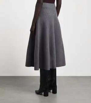 Brandon Maxwell Virgin Wool Miller Midi Skirt