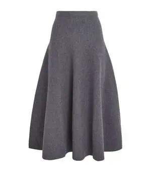 Brandon Maxwell Virgin Wool Miller Midi Skirt - Grey
