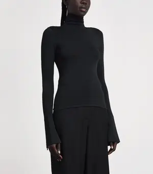Brandon Maxwell Knitted Funnel-neck Long-sleeve Top