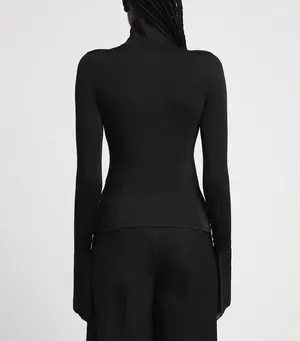 Brandon Maxwell Knitted Funnel-neck Long-sleeve Top