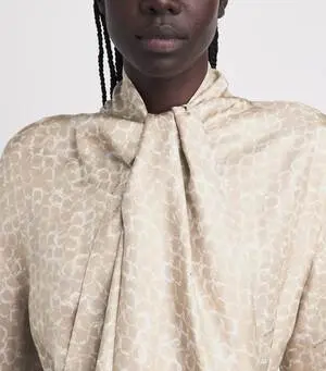 Kiton Silk Printed Scarf-detail Maxi Dress