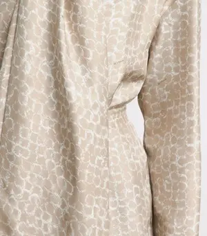 Kiton Silk Printed Scarf-detail Maxi Dress