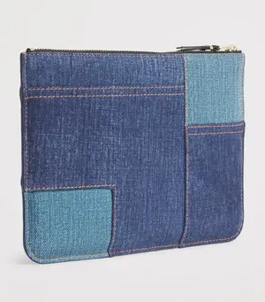 Play Comme Des Garcon Lambskin Denim-patch Wallet