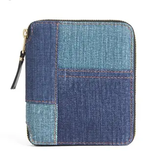 Play Comme Des Garcon Lambskin Denim-patch Bifold Wallet - Blue