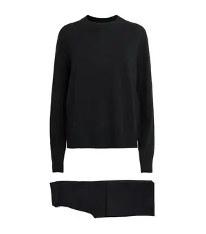 Soft Goat Cashmere Sweater And Trousers Set - Black