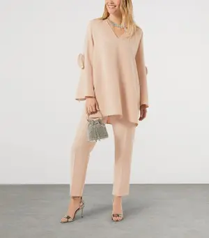 Marina Rinaldi Cady Tailored Trousers With Slit Hem