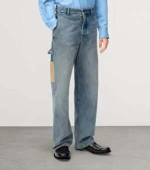 Loewe Suede-trim Straight Jeans