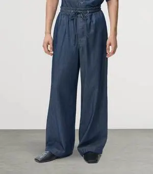 Loewe Chambray Drawstring Wide-leg Trousers