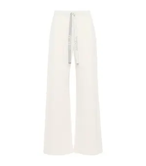 Max Mara Cotton Wide-leg Sweatpants With Drawstring - Neutral