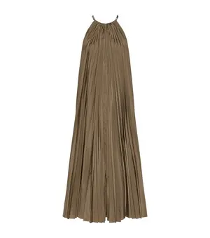 Max Mara Pleated Halterneck Midi Dress