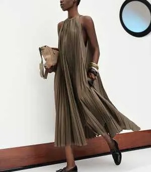 Max Mara Pleated Halterneck Midi Dress