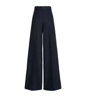 Max Mara Cotton Wide-leg Trousers - Navy