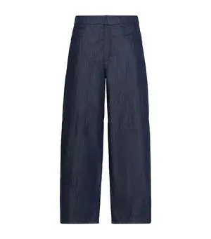 Max Mara Cropped Barrel Jeans - Navy