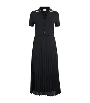 Claudie Pierlot Knitted Pleated Midi Dress - Black
