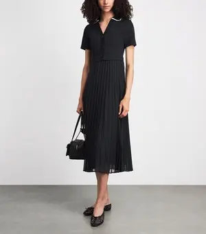 Claudie Pierlot Knitted Pleated Midi Dress