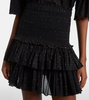 Isabel Marant Étoile Polka-dot Embroidered Cotton Miniskirt