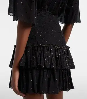 Isabel Marant Étoile Polka-dot Embroidered Cotton Miniskirt
