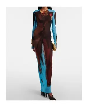 JEAN PAUL GAULTIER Printed Sheer Maxi Dress