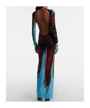 JEAN PAUL GAULTIER Printed Sheer Maxi Dress