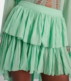 Blumarine Plissé Tiered Georgette Miniskirt