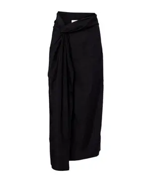 RÓHE Gathered Draped Midi Skirt - Black