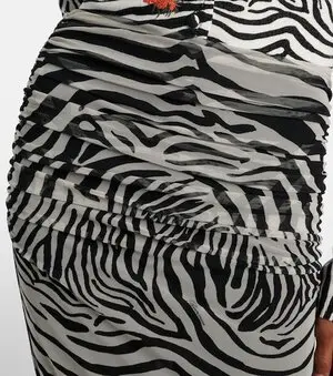 Blumarine Printed Sheer Mesh Midi Skirt