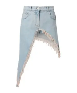 Blumarine Asymmetric Distressed Denim Miniskirt
