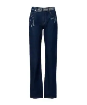 JEAN PAUL GAULTIER Printed Mid-rise Wide-leg Jeans - Black
