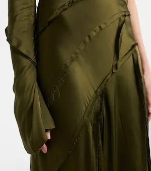 Blumarine Asymmetrical Lace-trimmed Satin Gown