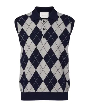 LISA YANG Riana Argyle Sweater Vest - Black