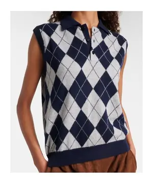LISA YANG Riana Argyle Sweater Vest