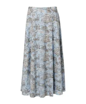 Staud Floral Cotton Midi Skirt - Gray